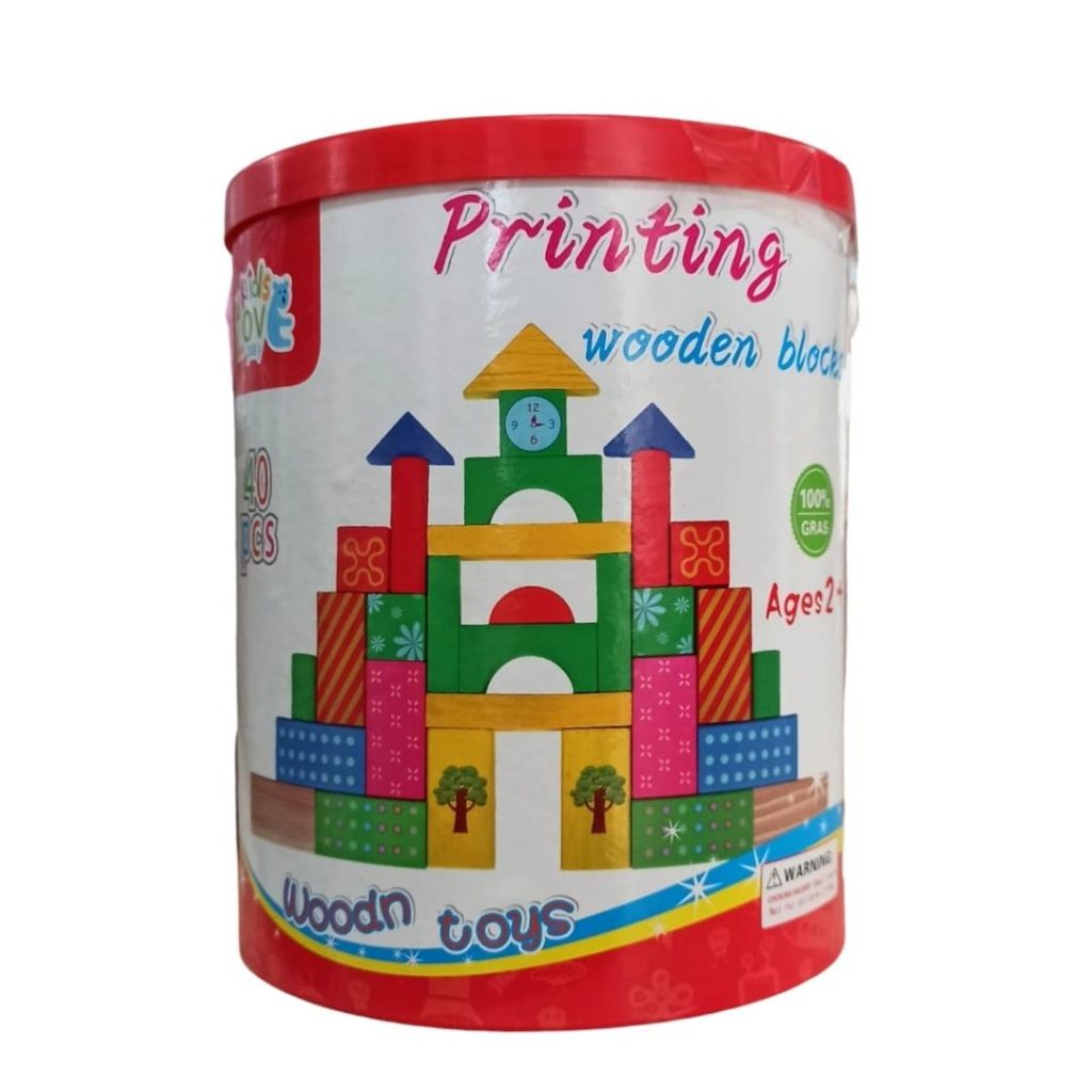 Balde con Formas de madera para armar - 40 Piezas - RC Sueños